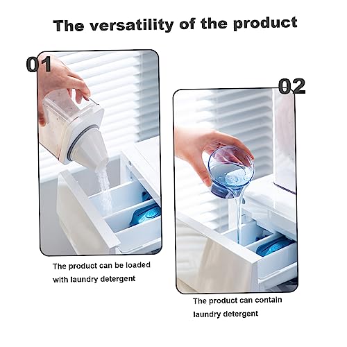 1900Ml Laundry Detergent Dispenser, Washing Powder Storage Detergent Container with Measuring Cup Moisture-Proof Reusable Empty for Scent Booster Beads/Small Solid Grain/Liquids