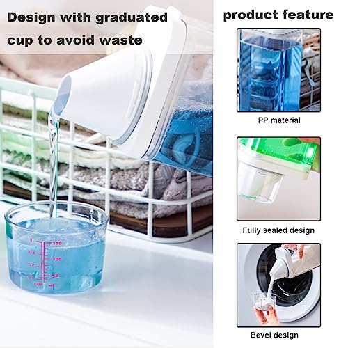 1900Ml Laundry Detergent Dispenser, Washing Powder Storage Detergent Container with Measuring Cup Moisture-Proof Reusable Empty for Scent Booster Beads/Small Solid Grain/Liquids