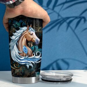 SANDJEST Horse Tumbler 20oz Horse Jewelry Drawing Style Gifts for Women Girl Stainless Steel Insulated Tumbler Coffee Travel Mug Cup Gift for Birthday Christmas