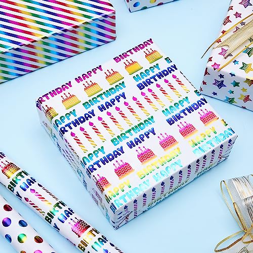 THMORT Birthday Wrapping Paper Roll with a Cutter Kit for Boys&Girls,Adults,Kids Princess Pink Barbies17 Inch X 120 Inch Embossed Foil Wrapping Paper for Gift Wrapping Baby Shower