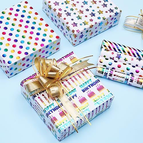 THMORT Birthday Wrapping Paper Roll with a Cutter Kit for Boys&Girls,Adults,Kids Princess Pink Barbies17 Inch X 120 Inch Embossed Foil Wrapping Paper for Gift Wrapping Baby Shower