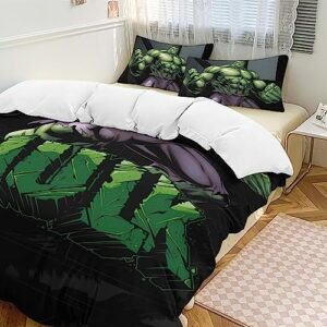 ICQ Comics Super Theme Bedding Duvet Cover Sets，3 Piece Bedding Comforter Sets Twin Full Queen Size for Neutral Kid Boys Girls Bedroom Teen Quilt Cover Bed Set 90"x90"