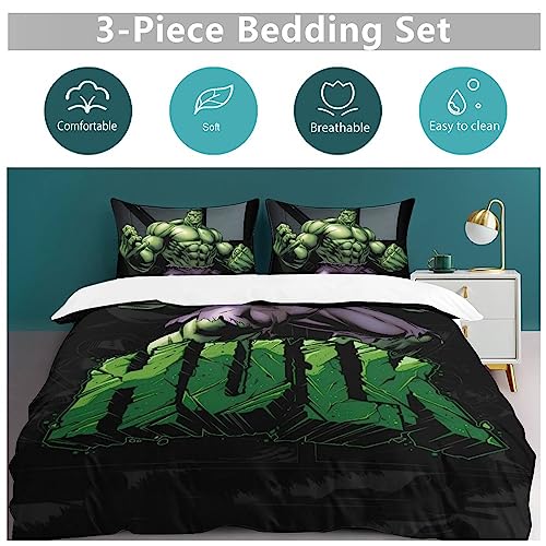 ICQ Comics Super Theme Bedding Duvet Cover Sets，3 Piece Bedding Comforter Sets Twin Full Queen Size for Neutral Kid Boys Girls Bedroom Teen Quilt Cover Bed Set 90"x90"