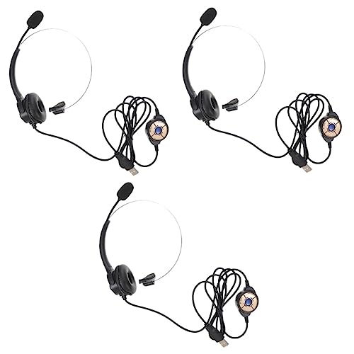 Vaguelly 3pcs Single Ear Headset Microphone Headset Laptop Headphones Telephone Headsets Office Over Ear Wired Live Headset Gaming Wired Headset Practical Headset Computer Headphone Dj Bass