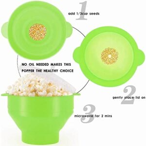 Acouto Microwave Silicone Popcorn Popper Collapsible Silicone Popcorn Maker Bowl, Microwave Popcorn Maker with Handle Lid for Home Cafe Kitchen