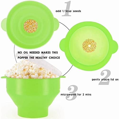 Acouto Microwave Silicone Popcorn Popper Collapsible Silicone Popcorn Maker Bowl, Microwave Popcorn Maker with Handle Lid for Home Cafe Kitchen