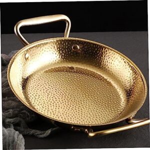 RUNROTOO Double Ears Sukiyaki Korean Hot Pot Stainless Steel Fry Pan Stainless Steel Saucepan Paella Pan Appetizer Plate Dish Paella Cooking Pan Sturdy Cooking Pot Home Cooking Pan Cookware