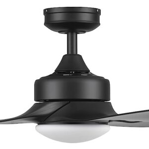 Honeywell Ceiling Fans Lynton, 52 Inch Indoor Outdoor Ceiling Fan with Color Changing LED Light, Remote Control, Matte Black High Performance Blades, Reversible Airflow - 51854-01 (Black)