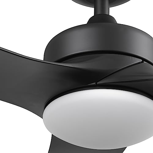 Honeywell Ceiling Fans Lynton, 52 Inch Indoor Outdoor Ceiling Fan with Color Changing LED Light, Remote Control, Matte Black High Performance Blades, Reversible Airflow - 51854-01 (Black)