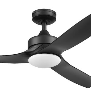 Honeywell Ceiling Fans Lynton, 52 Inch Indoor Outdoor Ceiling Fan with Color Changing LED Light, Remote Control, Matte Black High Performance Blades, Reversible Airflow - 51854-01 (Black)