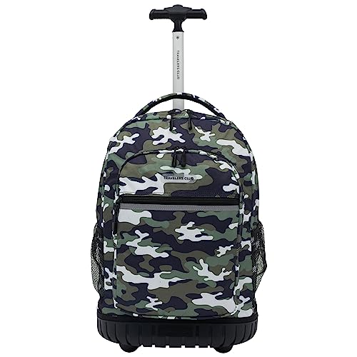 Travelers Club Rolling Backpack with Shoulder Straps, Camo, 18-Inch