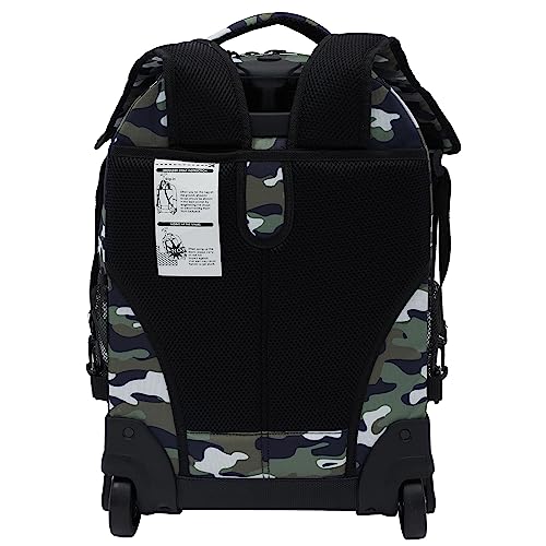 Travelers Club Rolling Backpack with Shoulder Straps, Camo, 18-Inch