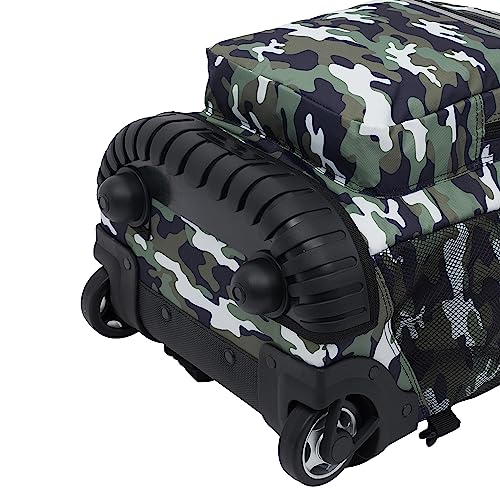 Travelers Club Rolling Backpack with Shoulder Straps, Camo, 18-Inch