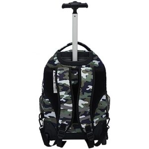 Travelers Club Rolling Backpack with Shoulder Straps, Camo, 18-Inch