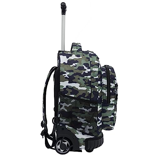 Travelers Club Rolling Backpack with Shoulder Straps, Camo, 18-Inch