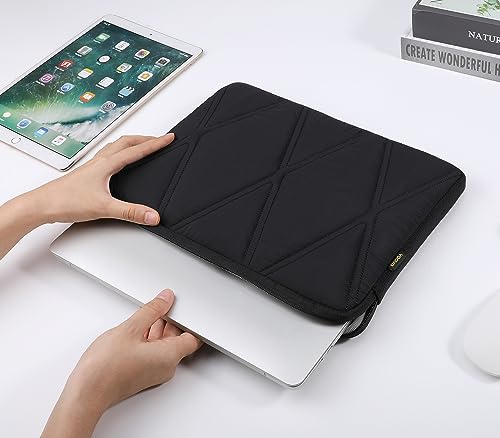 Voova Puffy Laptop Sleeve Carrying Case 13 13.3 Inch,Cute Computer Cover Bag with Accessories Pouch for MacBook Air/MacBook Pro 13 M1/M2,Surface Pro X/9/8/7,iPad Pro 12.9,11.6-12" Chromebook,Black