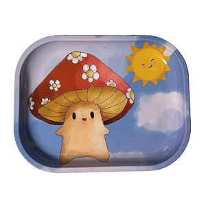 rolling tray “mushroom friend” 5.5” x 7” metal tobacco accessories