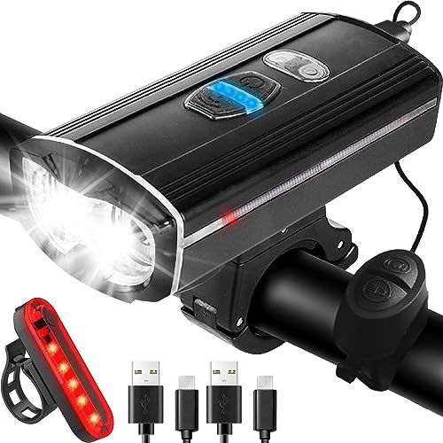 Voph Bike Lights, 5+4 Modes Motion Sensor Rechargeable Bike Light for Night Riding, USB LED Bike Lights Front and Rear with Power Bank, Bicycle Light Set Front and Back for Kids, Biking, Cycling, Road