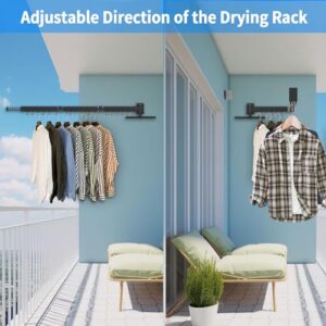 Clothes Drying Rack, Wall Mounted Drying Rack Clothing, Tri-Fold Laundry Drying Rack Wall Mount, Space Saver Retractable Collapsible Drying Rack for Laundry Balcony Apartment