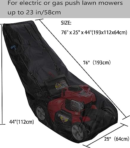 Lawn Mower Cover Outdoors Waterproof Push Lawnmower Cover Dust UV Protection Universal Oxford Covers with Drawstring Storage Bag 76" x 25" x 44"