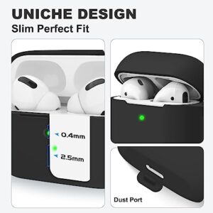 Foweroty for AirPods Case Cover with Cleaning Pen，Soft Silicone Protective Cover with Buckle for Women Men Compatible with Apple AirPods 2nd 1st Generation Charging Case, Front LED ，Black