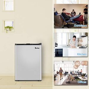 Winado Upright Freezer, 2.1 Cu.ft Mini Freezer, Stainless Steel Compact Upright Freezer w/Reversible Single Door, Removable Shelves for Home, Dorms, Apartment, Office