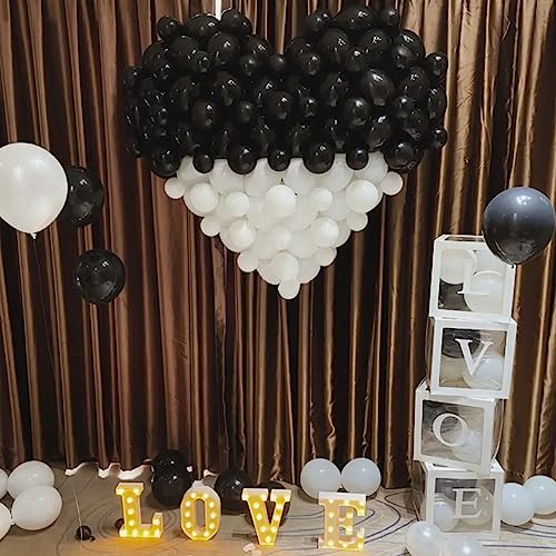 100pcs Black and White Balloons 12 Inch Thickened Latex Balloons for Birthday Wedding Graduation Party Decorations (Black White balloon)