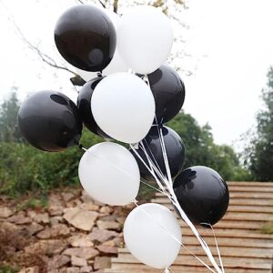 100pcs Black and White Balloons 12 Inch Thickened Latex Balloons for Birthday Wedding Graduation Party Decorations (Black White balloon)