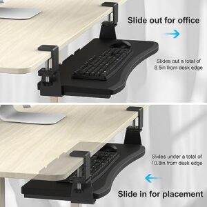 LETIANPAI Keyboard Tray Under Desk,Pull Out Keyboard & Mouse Tray with Heavy-Duty C Clamp Mount,27(32 Including Clamps)x11.8 in Slide Out Platform Computer Drawer,Suitable for home work or office work