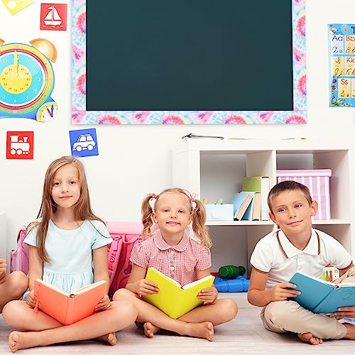 Boho Bulletin Board Border Boho Rainbow Bulletin Board Borders Rainbow Straight Borders with Polka Dots and Hearts Classroom or Home School Decoration (Tie-Dye,65 Feet)