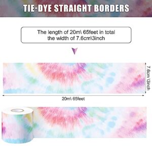 Boho Bulletin Board Border Boho Rainbow Bulletin Board Borders Rainbow Straight Borders with Polka Dots and Hearts Classroom or Home School Decoration (Tie-Dye,65 Feet)