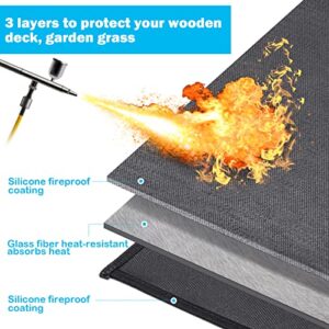 Cvtayn Under Grill Mat 42×30 Inch for Outdoor Charcoal, Flat Top, Smokers, Gas Grills.Oil-Proof and Water-Proof BBQ Fireproof Mat Protects Deck Grass, Indoor Fireplace Mat, Black