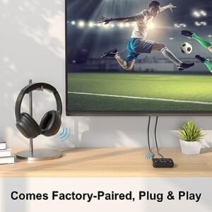 Soundodo Bluetooth Headphones for tv Watching,Wireless Headphones for Tv Watching with Bluetooth 5.3 Transmitter with Optical,RCA,AUX,Plug n Play,50H Playtime,No Delay,Dual Link,165ft Long Range