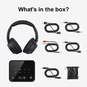 Soundodo Bluetooth Headphones for tv Watching,Wireless Headphones for Tv Watching with Bluetooth 5.3 Transmitter with Optical,RCA,AUX,Plug n Play,50H Playtime,No Delay,Dual Link,165ft Long Range