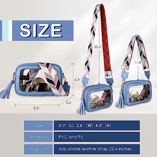 Viva Terry Clear Crossbody Bag with 2 Straps, Stadium Approved Clear Purse Bag for Concerts Sports Events Festivals,Gift