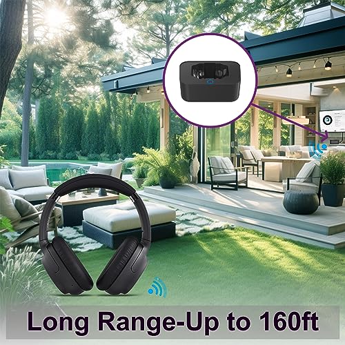 Soundodo Wireless headphones for tv watching with Bluetooth 5.2 Transmitter Charging Dock,Optical,Coaxial,AUX,RCA,Plug n Play,50Hr Playtime,No Delay,headphones for hard of hearing,165ft Long Range