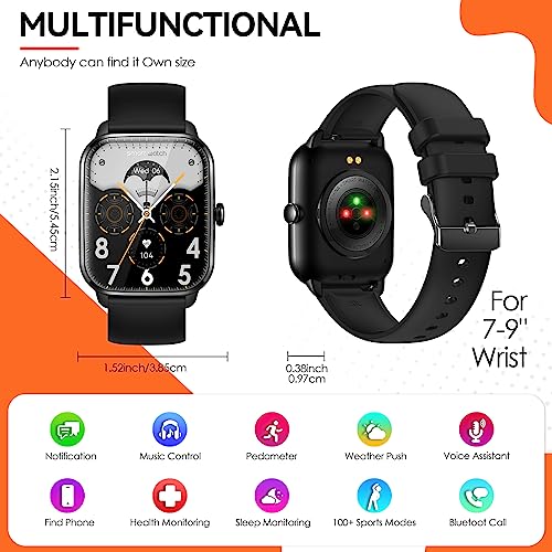 Smart Watch for Men Women Make/Answer Call 1.9" HD Ultra Narrow Edge Screen Smartwatch Compatible with iPhone Samsung Android Phones Waterproof Fitness Tracker with Heart Rate Sleep Monitor Pedometer