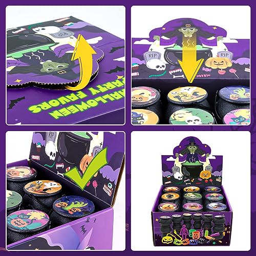 144Pcs Halloween Party Favors for Kids, 18 Prefilled Mini Plastic Witch Cauldron Halloween Goodie Bag Pinata Fillers Halloween Treats Non Candy Bulk Classroom Prizes Trick or Treat Toys Party Gifts