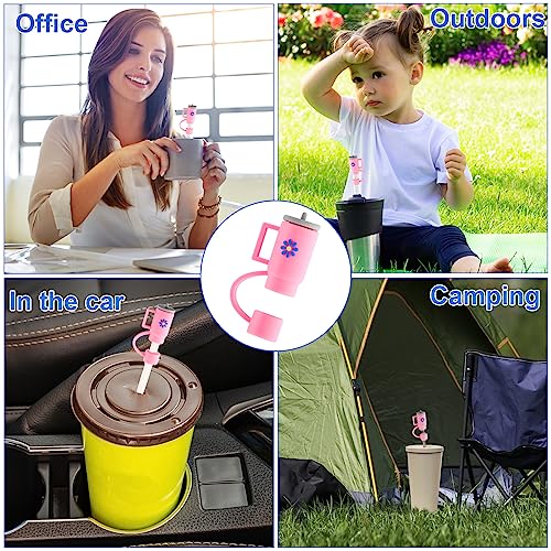 4 Pcs Straw Stoppers for Stanley Tumblers, Straw Cover Cap Fit with Stanley Cups, Silicone Straw Tips Cover Compatible with Stanley 30 & 40 Oz Tumbler, Cute Tumbler Cup Accessories for Stanley