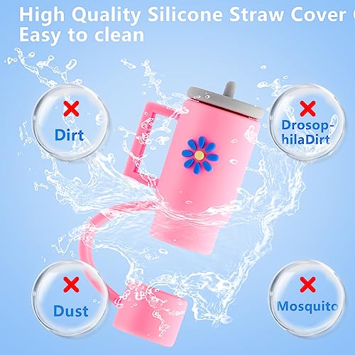 4 Pcs Straw Stoppers for Stanley Tumblers, Straw Cover Cap Fit with Stanley Cups, Silicone Straw Tips Cover Compatible with Stanley 30 & 40 Oz Tumbler, Cute Tumbler Cup Accessories for Stanley