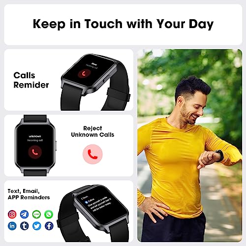 Pautios Smart Watch, 42mm Full Touchscreen Fitness Watch, Fitness Tracker with Heart Rate Monitor & SpO2, Step Counter, IP68 Waterproof Pedometer Watch for Women Men