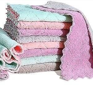 12 Pack Kitchen Cloth, Dish Towels Super Absorbent Coral Velvet Dishtowels, Microfiber Premium Cleaning Cloths, Soft Tea Towels, Quick Dry Rags, Multipurpose Reusable Washcloths, Non-Stick Oil Cloths.