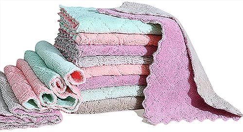 12 Pack Kitchen Cloth, Dish Towels Super Absorbent Coral Velvet Dishtowels, Microfiber Premium Cleaning Cloths, Soft Tea Towels, Quick Dry Rags, Multipurpose Reusable Washcloths, Non-Stick Oil Cloths.