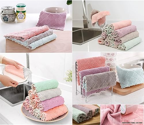 12 Pack Kitchen Cloth, Dish Towels Super Absorbent Coral Velvet Dishtowels, Microfiber Premium Cleaning Cloths, Soft Tea Towels, Quick Dry Rags, Multipurpose Reusable Washcloths, Non-Stick Oil Cloths.