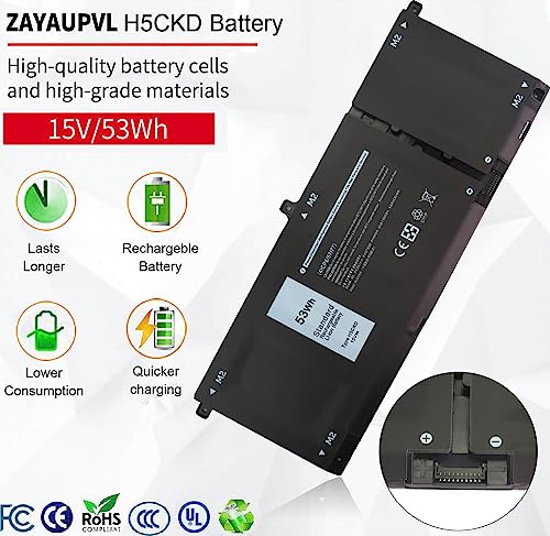 ZAYAUPVL H5CKD 53Wh Battery Replacement for Dell Inspiron 5300 5301 5401 5402 5408 5409 5501 5502 5508 5509,Inspiron 5400 5406 7405 7300 7306 7500 7506 2-in-1 Silver Latitude 3410 3510 Vostro 5502 15V