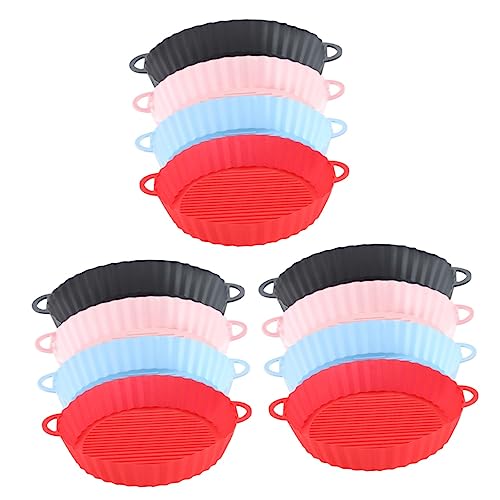 VALICLUD 12 Pcs Bakeware Round Baking Pan Oven Air Fryer Para Air Fryer Air Fryer Grill Air Fryer Silicone Liner Washing Machine Pan Silica Gel Silicone Baking Liners with Handle