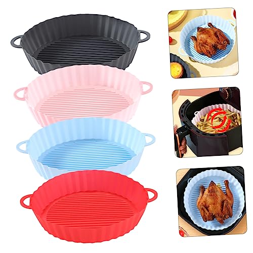 VALICLUD 12 Pcs Bakeware Round Baking Pan Oven Air Fryer Para Air Fryer Air Fryer Grill Air Fryer Silicone Liner Washing Machine Pan Silica Gel Silicone Baking Liners with Handle