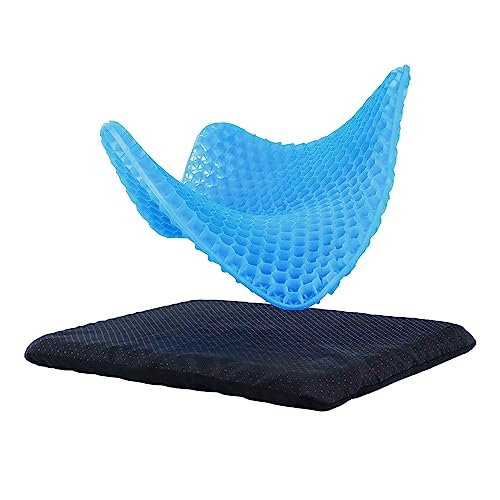 C CRYSTAL LEMON Ultimate Comfort Gel Seat Cushion for Car, Office Chair & Long Sitting – Breathable Honeycomb Gel Wheelchair Cushion for Cooling, Pressure Relief & Sciatica Pain Alleviation