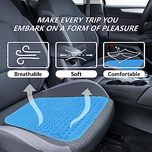 C CRYSTAL LEMON Ultimate Comfort Gel Seat Cushion for Car, Office Chair & Long Sitting – Breathable Honeycomb Gel Wheelchair Cushion for Cooling, Pressure Relief & Sciatica Pain Alleviation