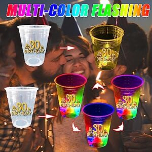 mishunyus 24 Pcs Glow 30th Birthday Decorations for Women/Men Birthday Party Supply, 30th Birthday Party Cups,